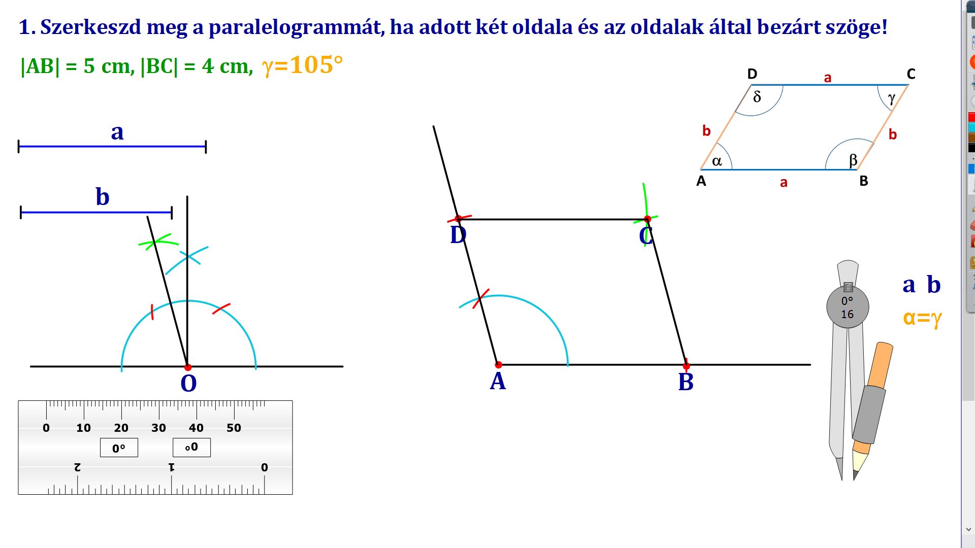 PARALELOGRAMMA SZERKESZTÉSE (1. FELADATLAP)