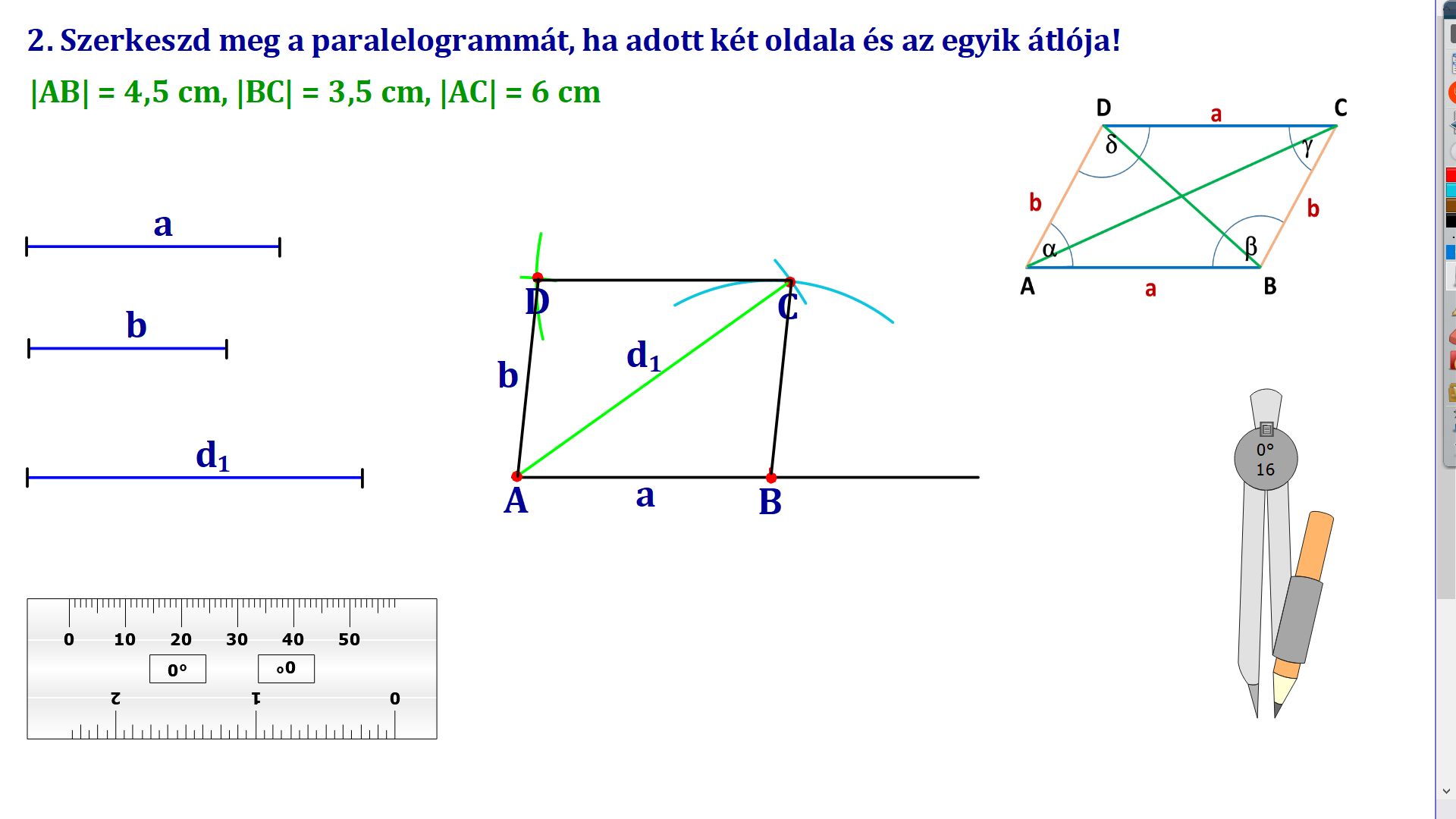 PARALELOGRAMMA SZERKESZTÉSE (1. FELADATLAP)