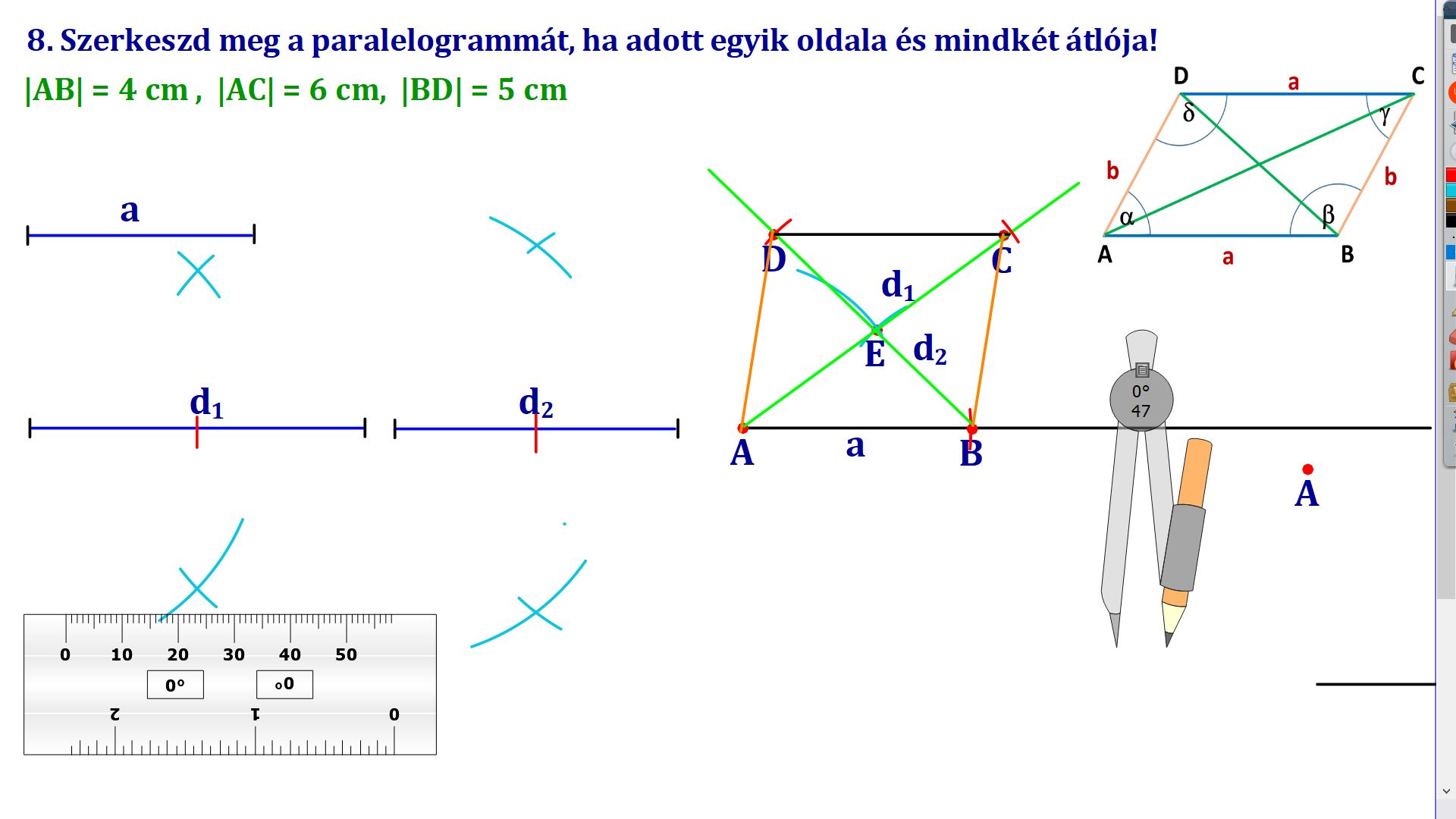 PARALELOGRAMMA SZERKESZTÉSE (3. FELADATLAP)