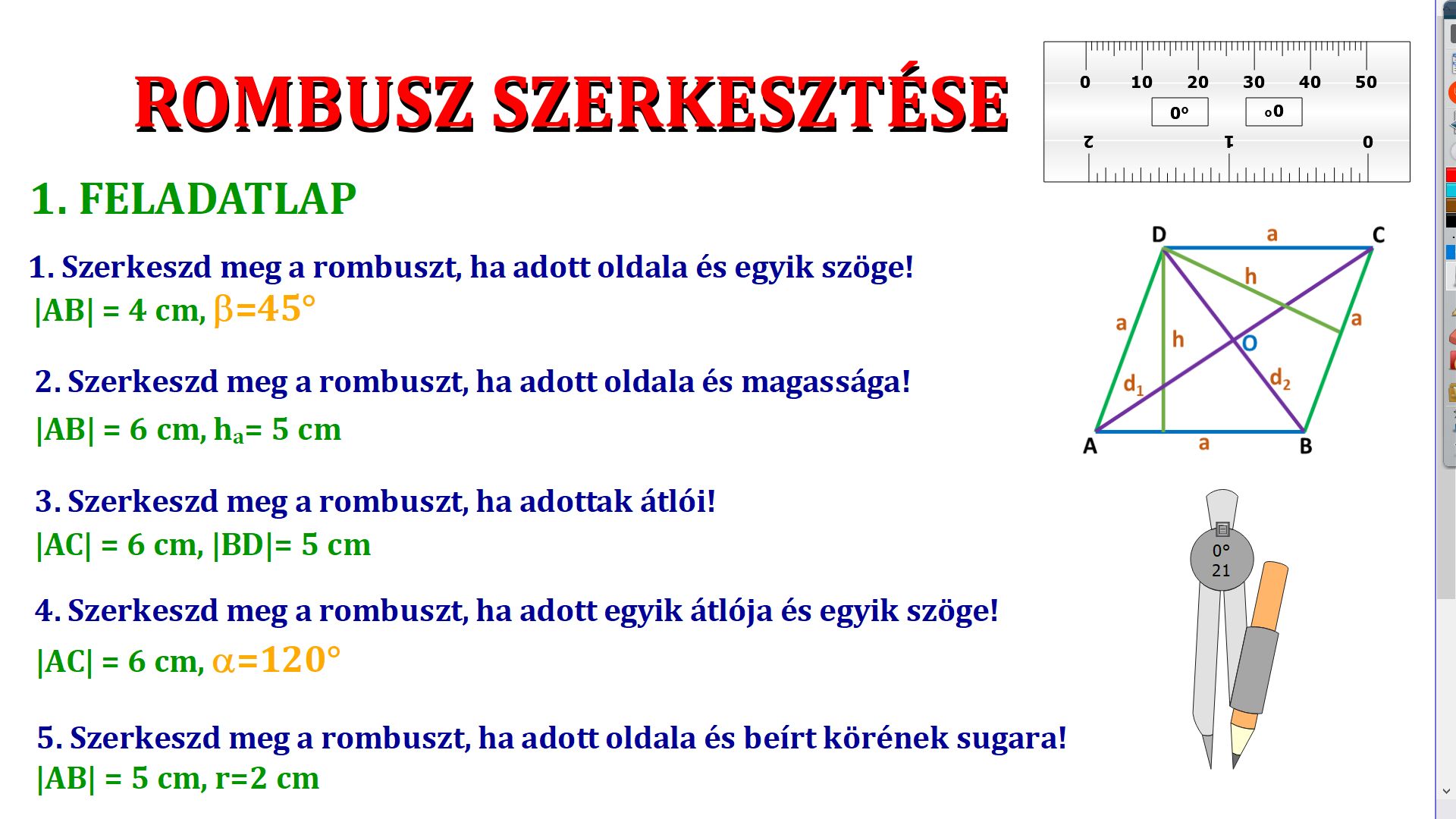 ROMBUSZ SZERKESZTÉSE (1. FELADATLAP)